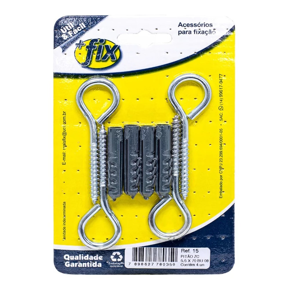 Pitao +Fix Zinco 5.5x70 Bucha Nº8 4 Peças - R.15 - construmarques