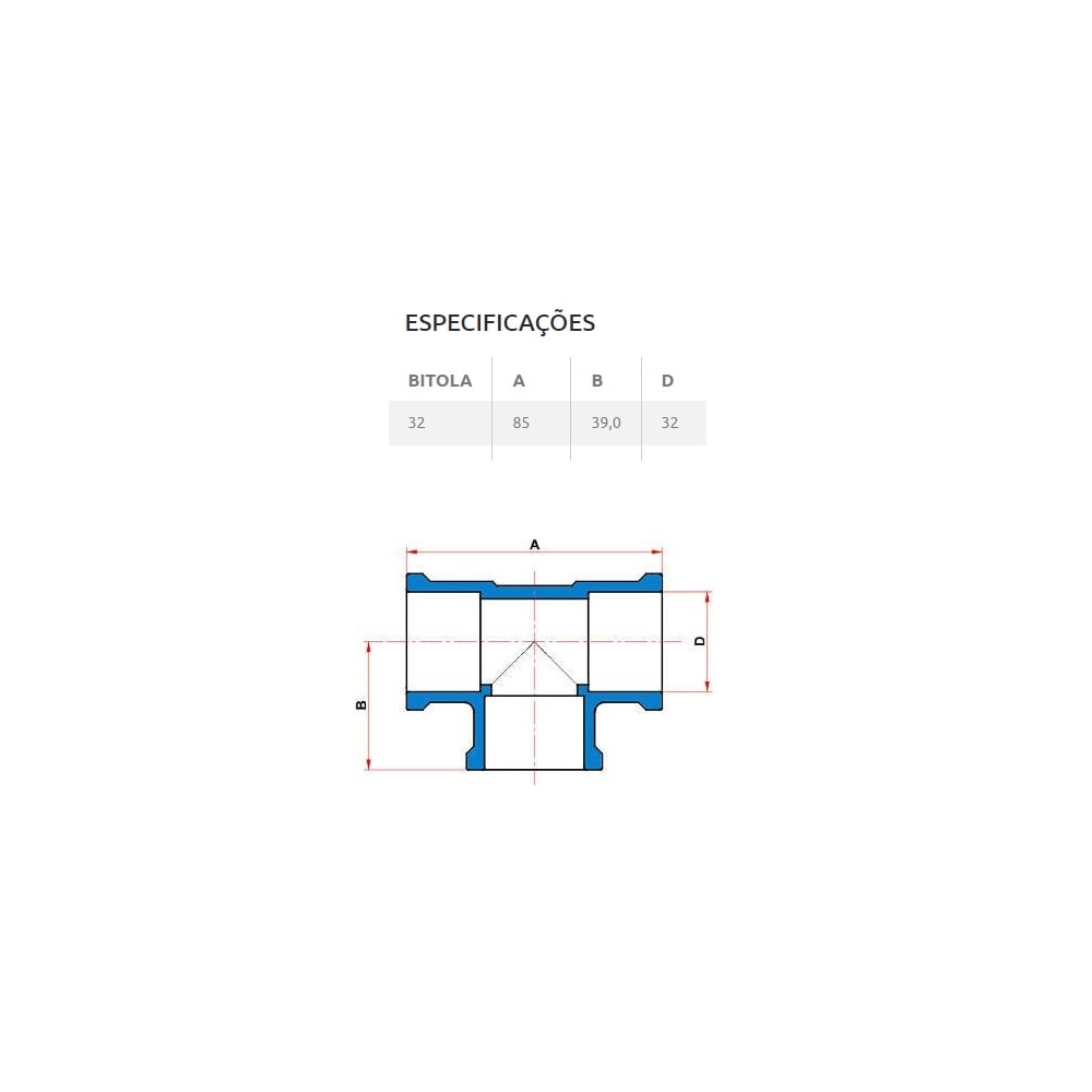 Tê PVC 90º Soldável Tigre 32mm 1" - 22200321 - construmarques