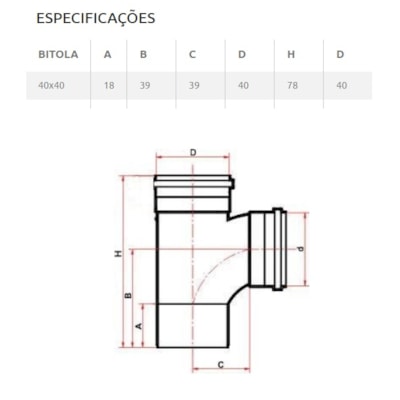 Tê PVC para Esgoto Tigre 40mm 1.1/2" - Construmarques